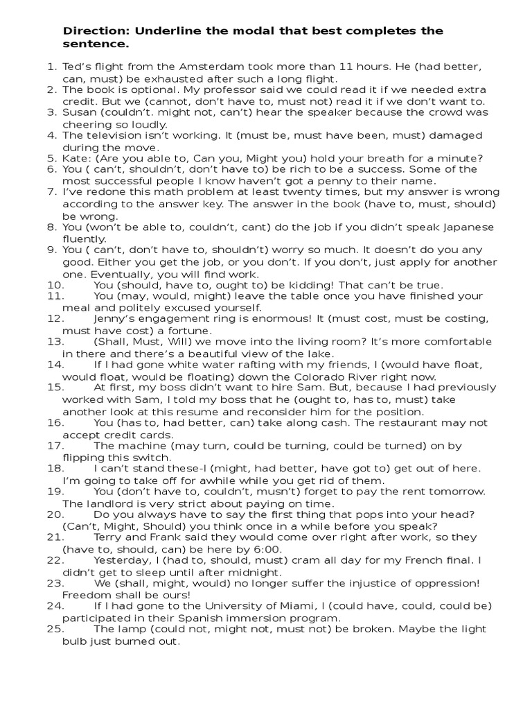 Modals Exercises | PDF