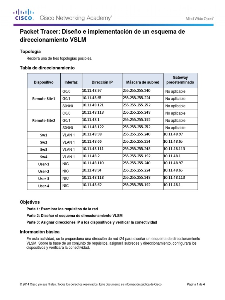 9.2.1.5 Packet Tracer - Designing and Implementing A VLSM Addressing Scheme Instruct | PDF ...