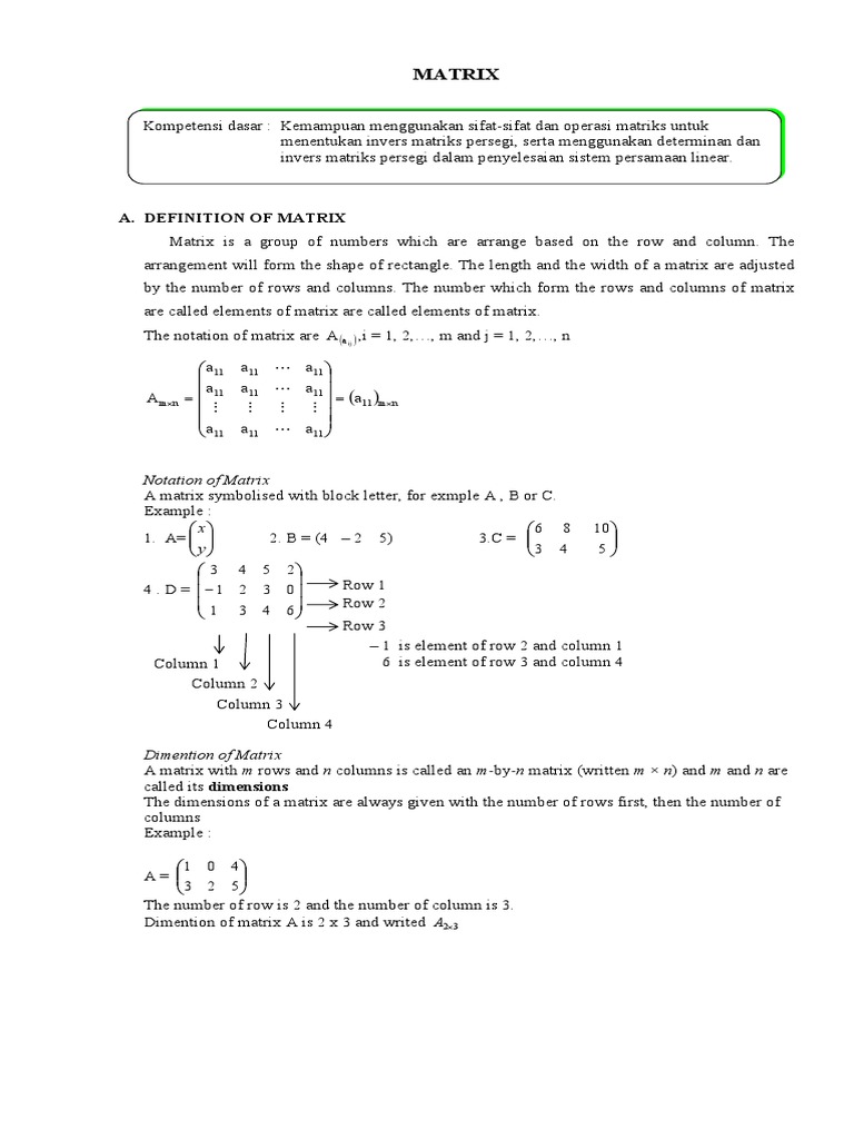 Matrix | PDF | Matrix (Mathematics) | Algebra
