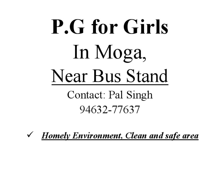 PG For Girls Pamphlet | PDF