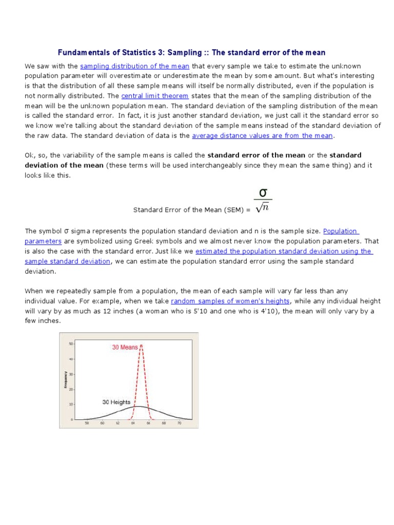 Fundamentals of Statistics 3 | PDF | Standard Error | Errors And Residuals