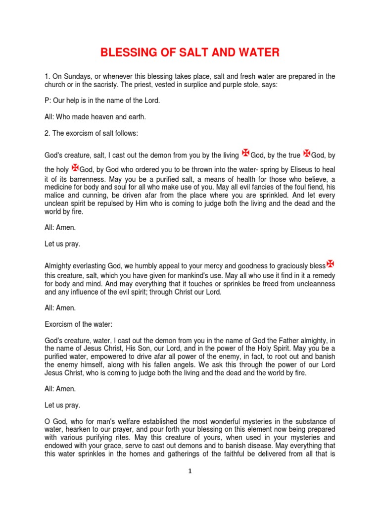 Blessing of Salt and Water Prayer | PDF | Demons | Blessing