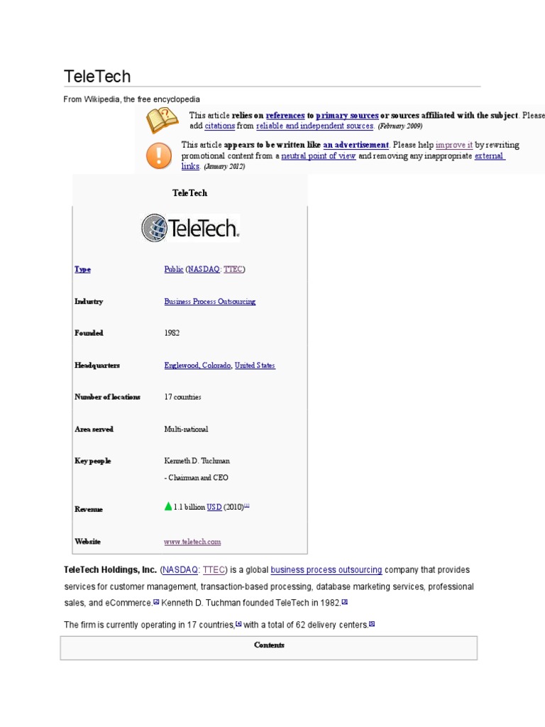 Tele Tech | PDF | Information Technology | Marketing