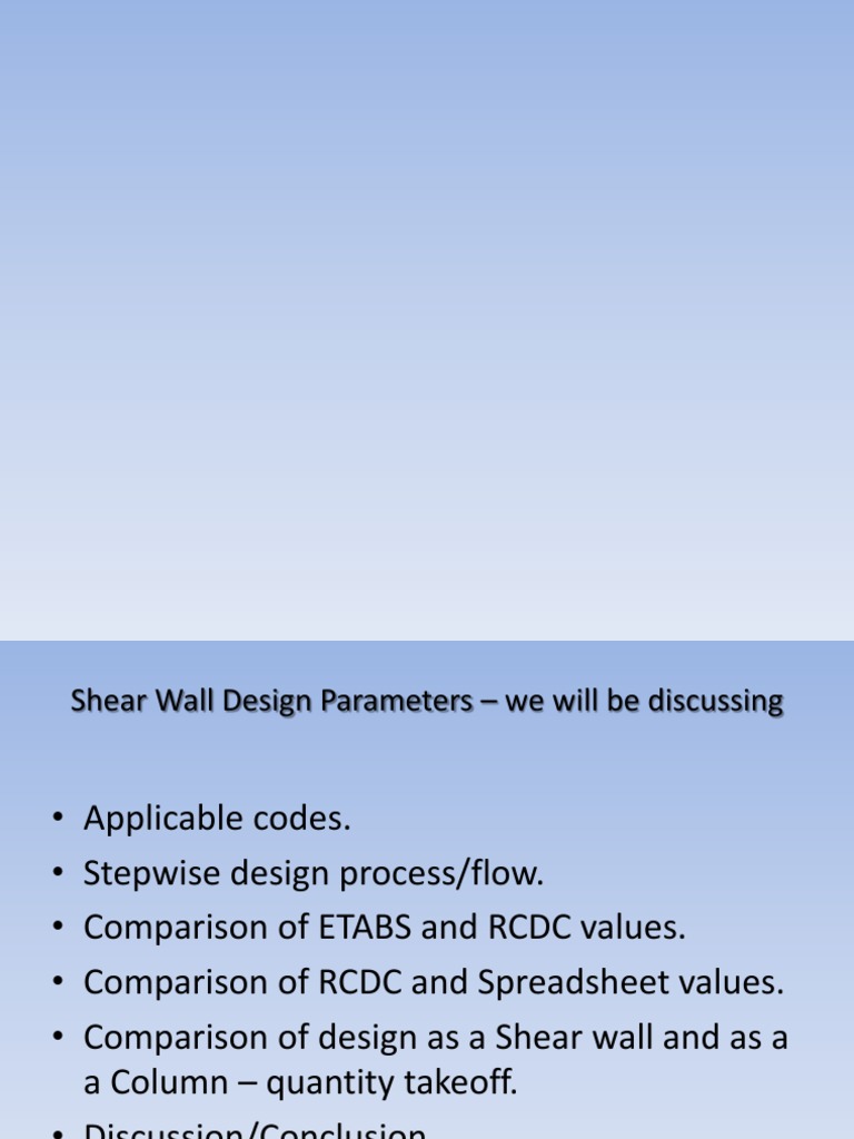 Shear Wall Design Presentation1 | PDF | Shear Stress | Bending