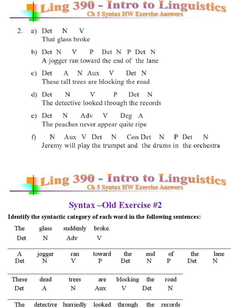Ling 390 Syntax HW Exercises | Phrase | Rules