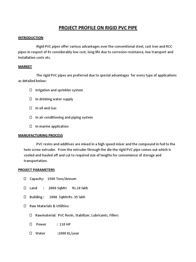 Manufacture of Rigid PVC Pipe | PDF | Technology & Engineering