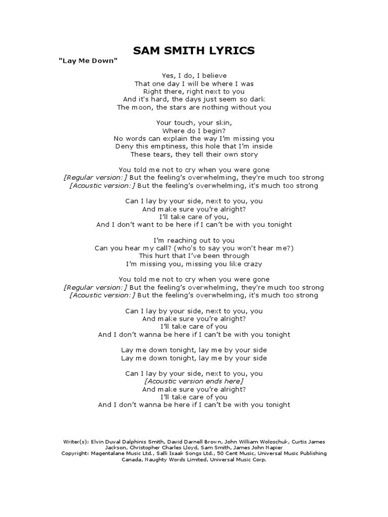 Sam Smith Lyrics | PDF | Art