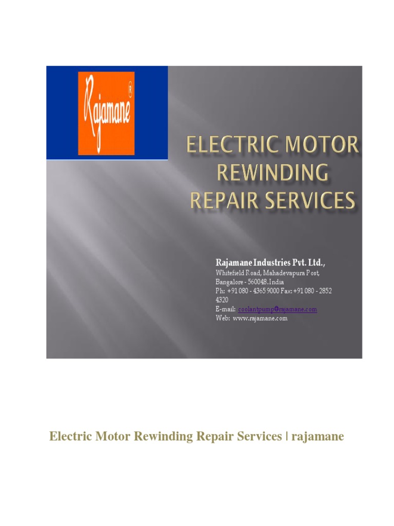 Electric Motor Rewinding Repair Services | PDF | Electric Motor ...