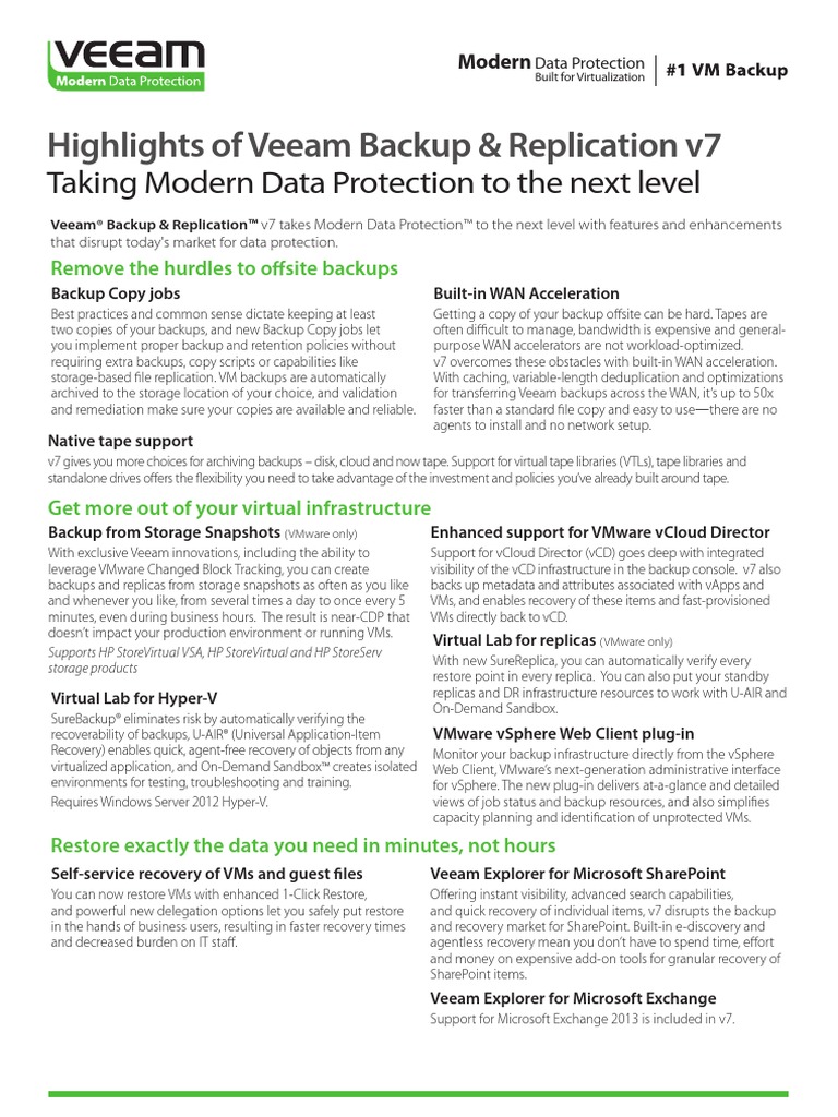 Veeam Backup 7 Highlights en | PDF