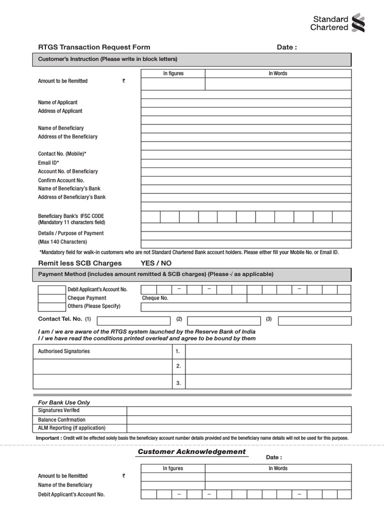 RTGS Form | PDF | Banks | Cheque