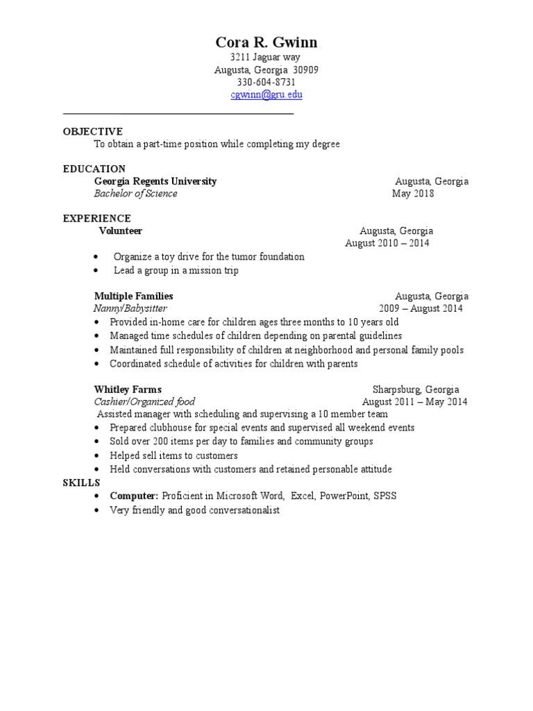2014 Basic Resume Sample | PDF
