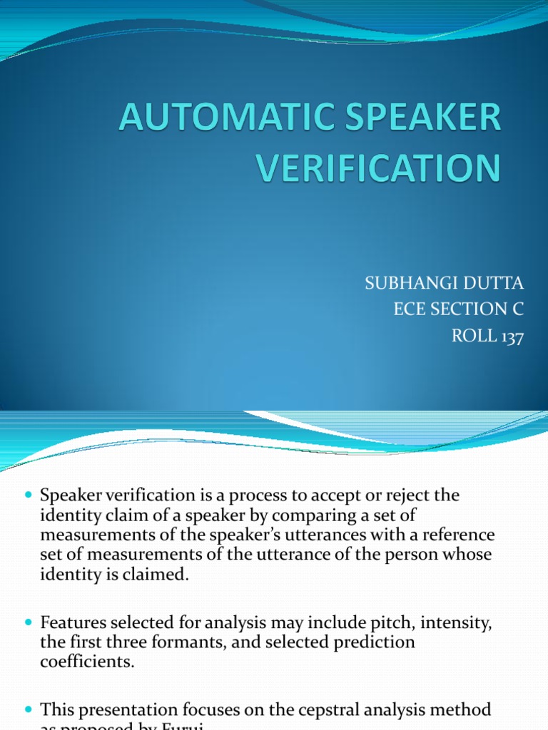 Automatic Speaker Verification | PDF | Algorithms | Mathematical Concepts