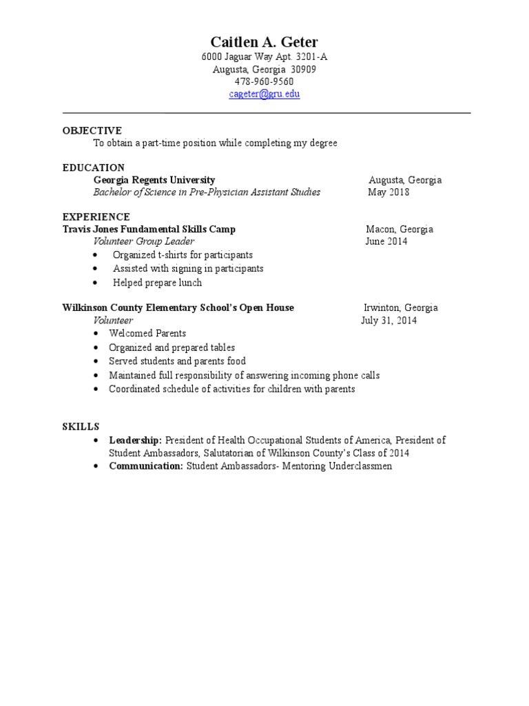 Caitlen Geter's Resume and Experience | PDF
