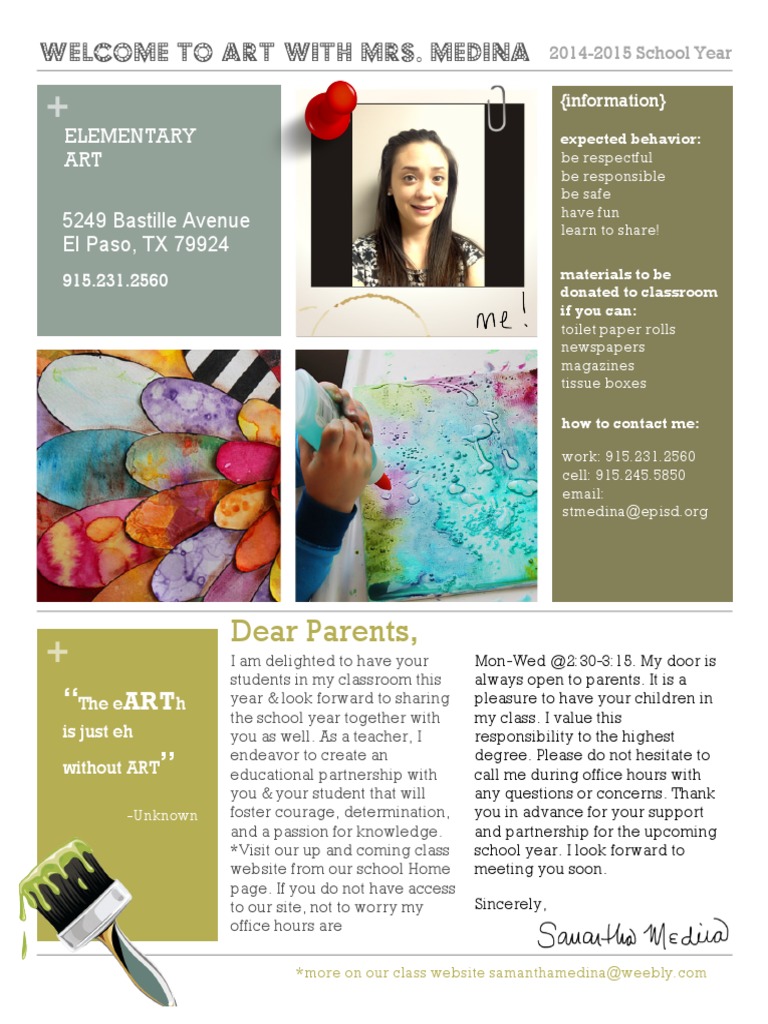 Welcome to Art Class with Mrs. Medina | PDF