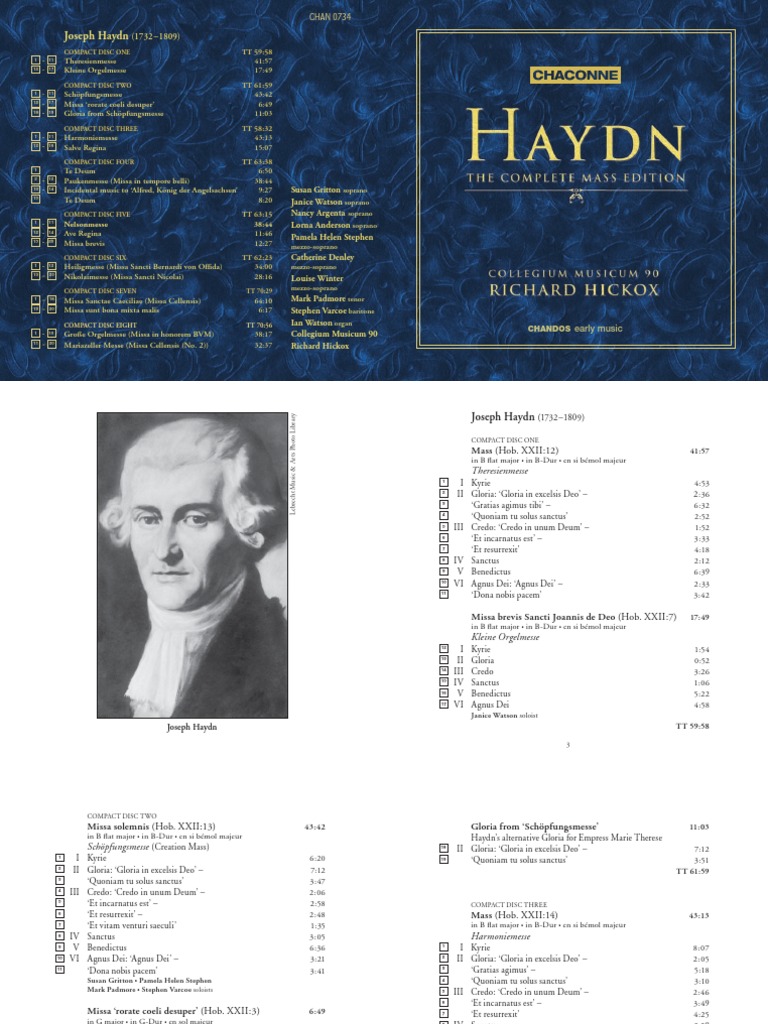 Booklet - Haydn - The Complete Mass Edition - Hickox | PDF | Mass ...