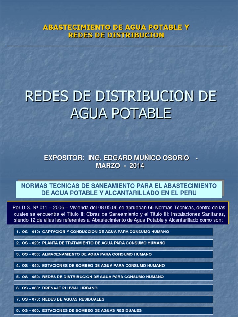 Redes de Distribucion de Agua Potable | PDF | Saneamiento | Agua potable