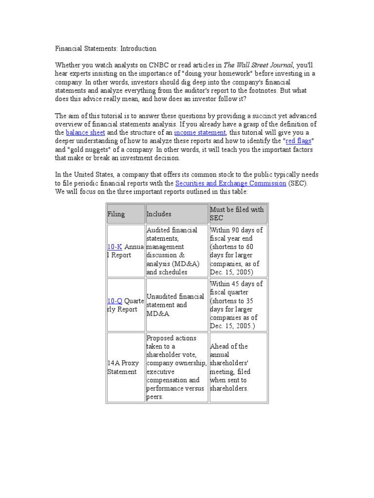 Financial Statements - Introduction | PDF | Earnings Before Interest ...