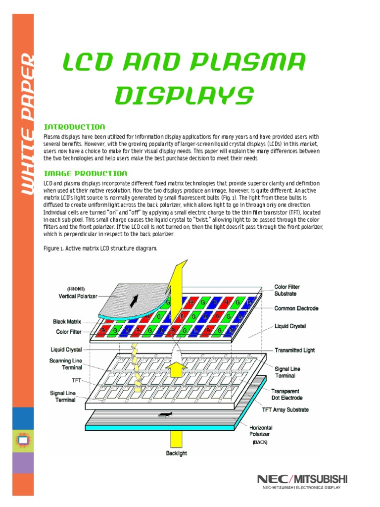 Whitepaper LCD Vs Plasma | PDF | Liquid Crystal Display | Backlight