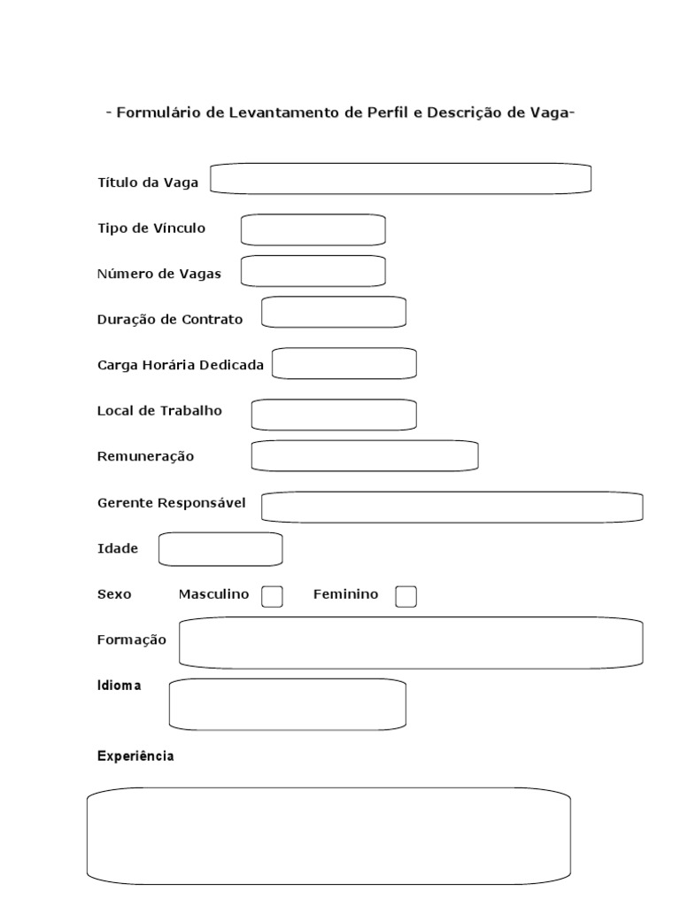 Modelo - Formulário Descrição de Vaga | PDF