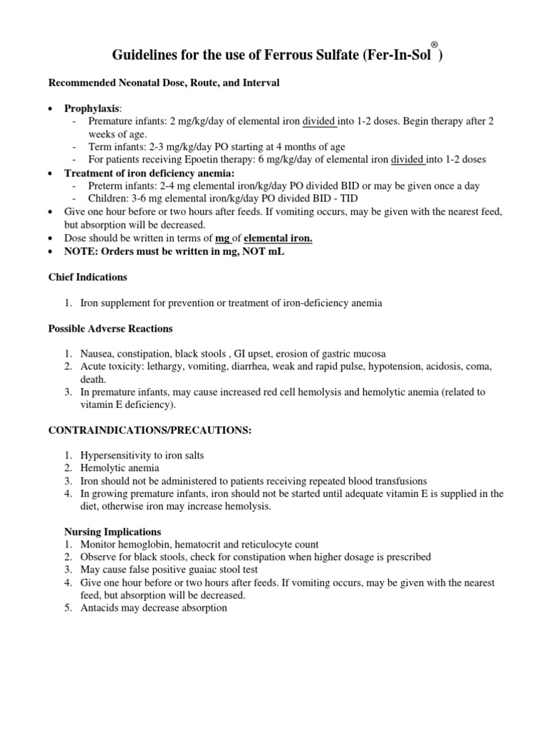 Ferrous Sulfate Fer-In-Sol | PDF