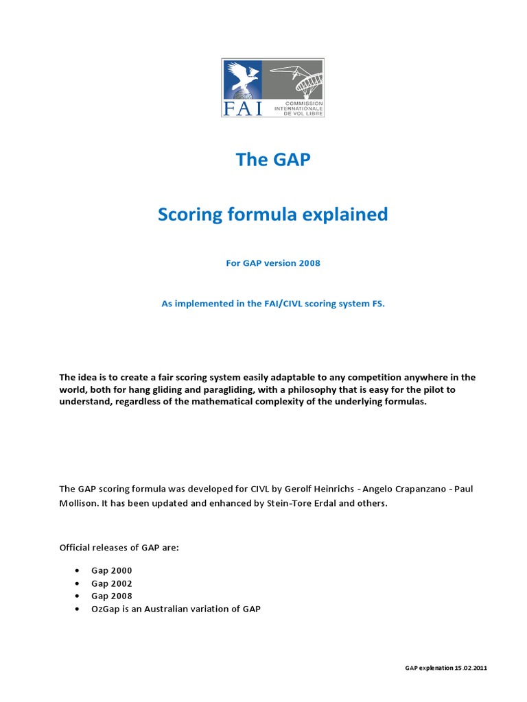 The Gap Scoring Formula Explained | Download Free PDF | Gliding | Takeoff