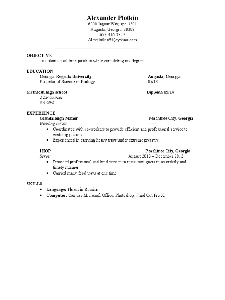 Alex Plotkin Resume | PDF