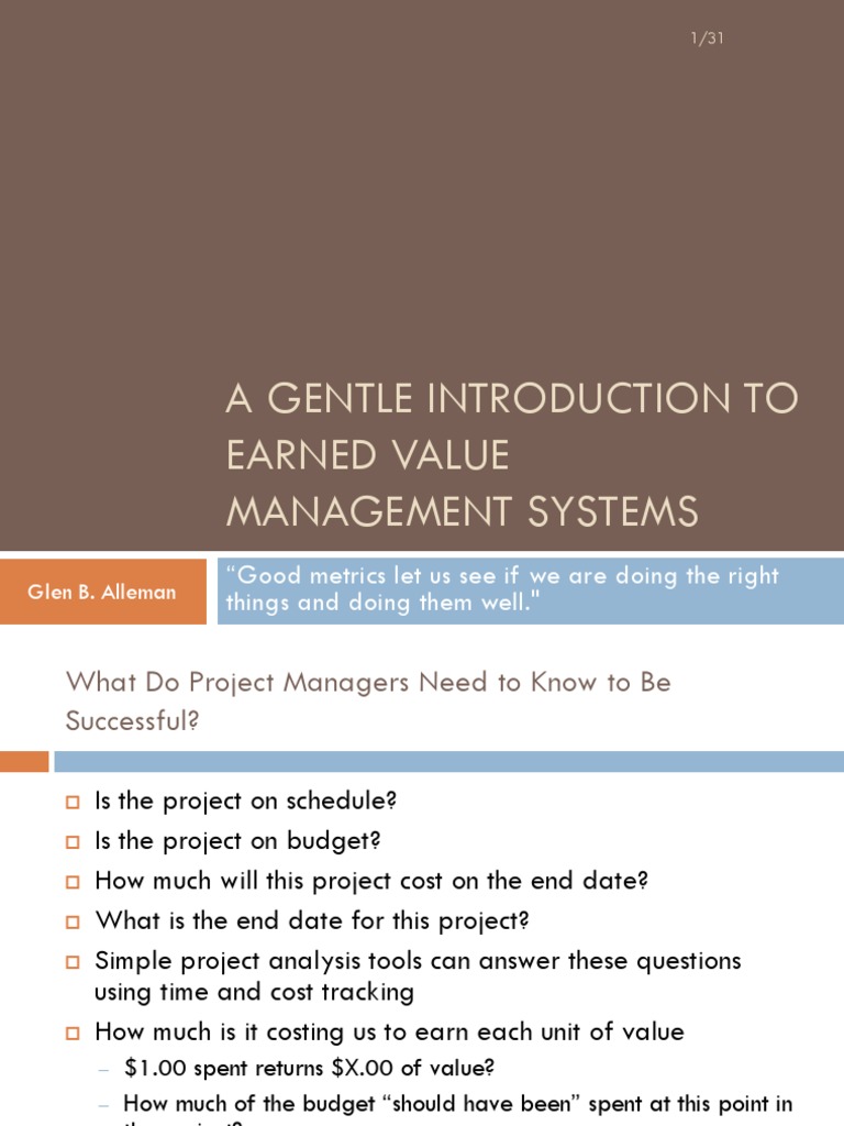 A Gentle Introduction To Earned Value Management Systems | PDF | Accountability | Leadership