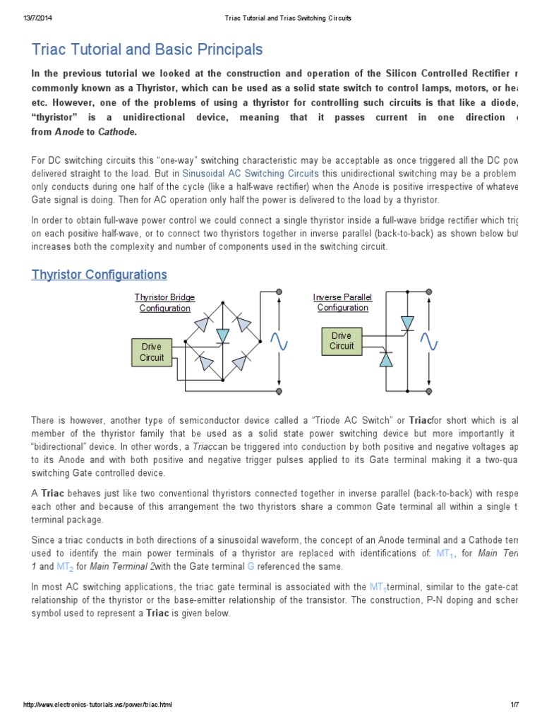 Triac Tutorial and Triac Switching Circuits | PDF | Rectifier | Field ...