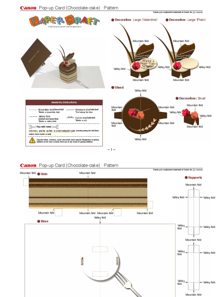 Chocolate Cake Pop-Up Card Template | PDF