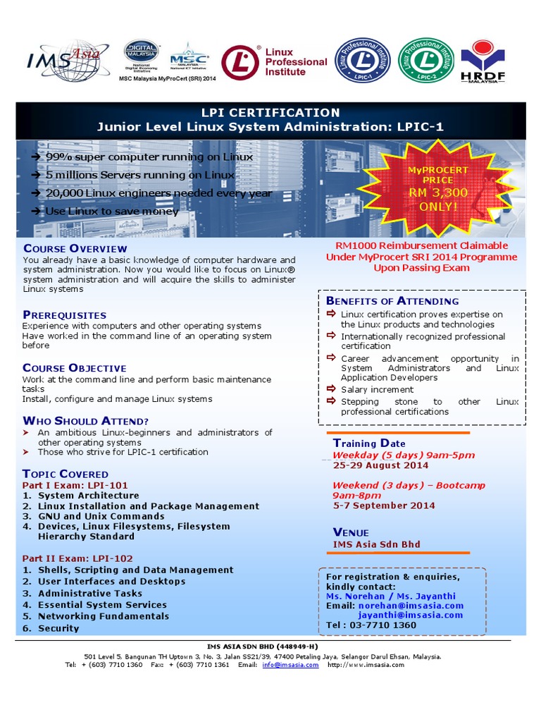 Linux Professional Institute (LPI) LPIC 1 & 2 - Full Brochures For ...