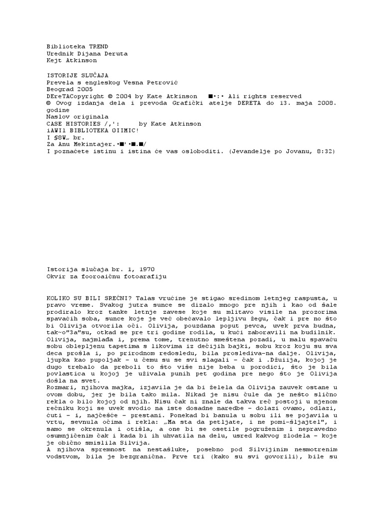 Cate Atkinson Istorija Slucaja | PDF