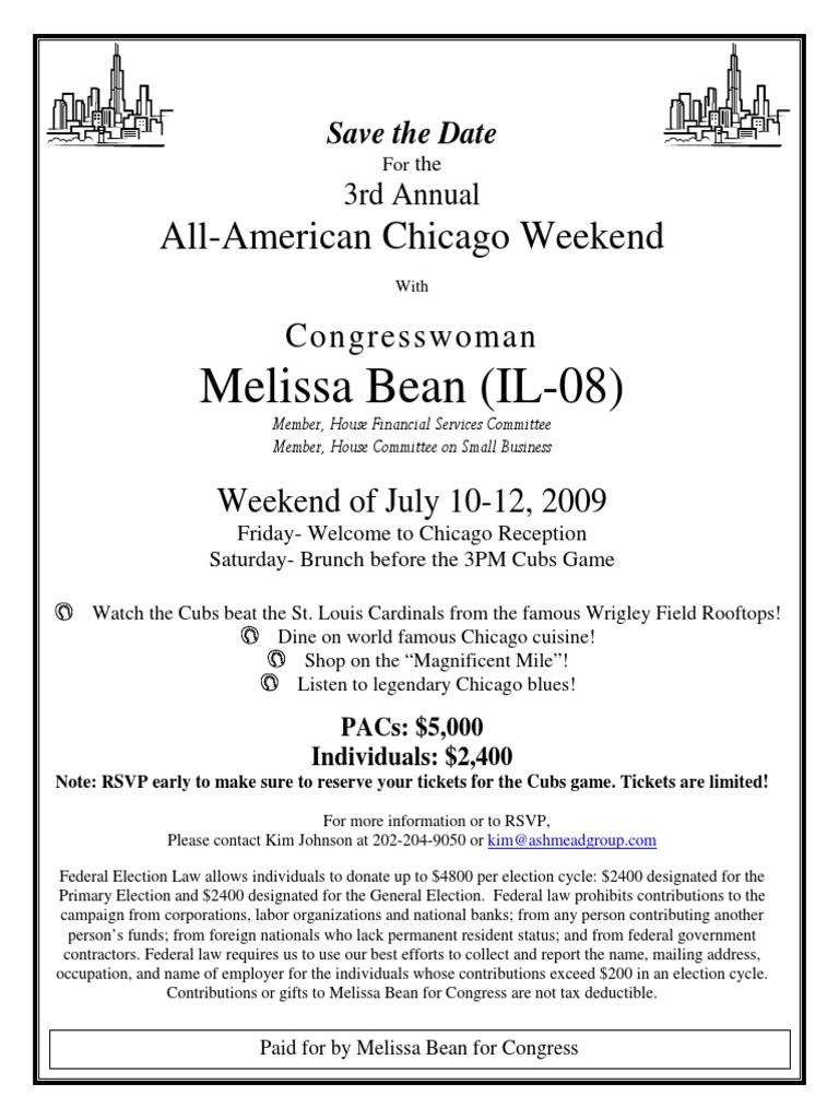 3rd Annual All-American Chicago Weekend For Melissa Bean | PDF