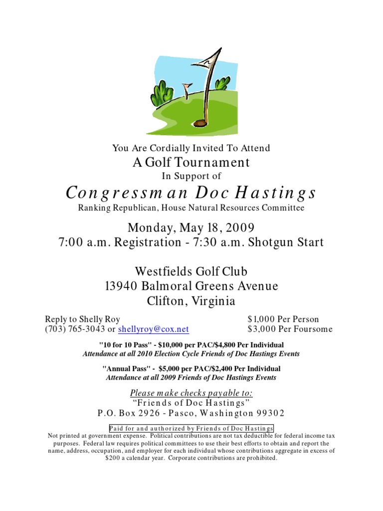 Golf Tournament For Richard Norman "Doc" Hastings | PDF | Political ...