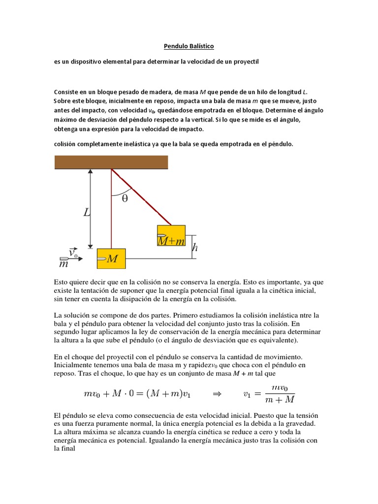 Pendulo Balístico | PDF | Péndulo | Movimiento (física)
