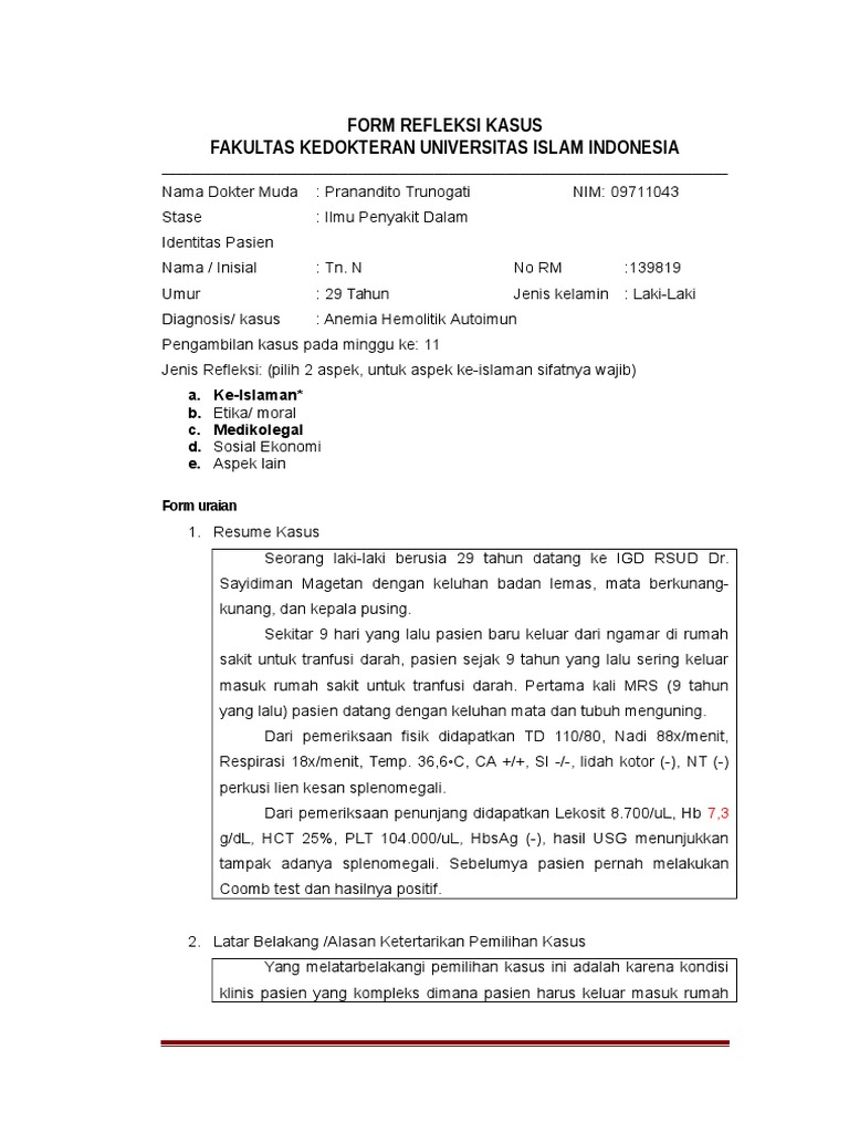 Refleksi Kasus Ipd | PDF