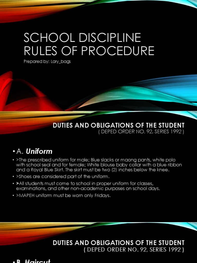 School Discipline Rules of Procedure: Prepared By: Lary - Bags | PDF ...
