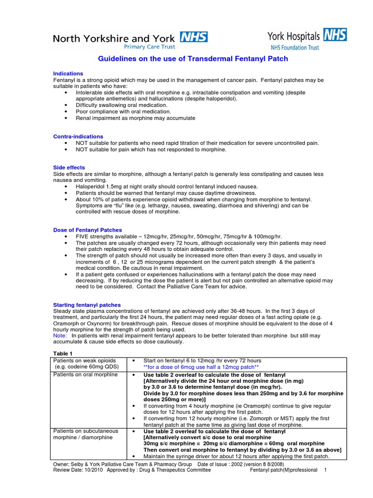 Fentanyl Patch NHS | Morphine | Opioid