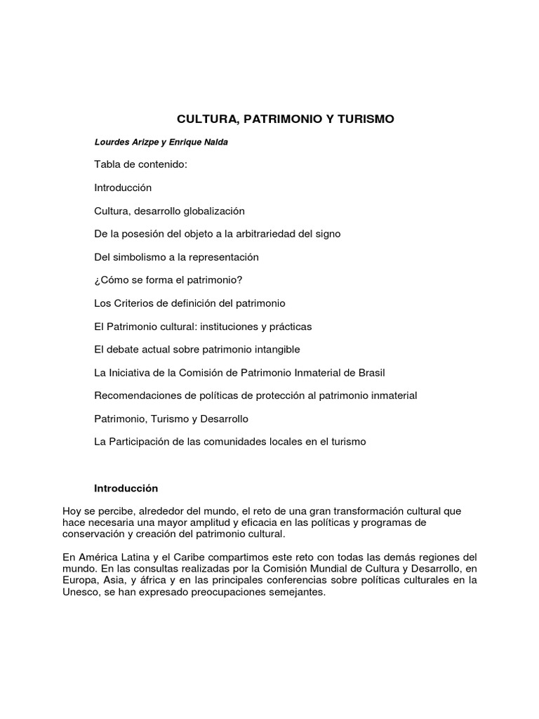 Cultura Patrimonio y Turismo | PDF | Bienes (Ley) | Science