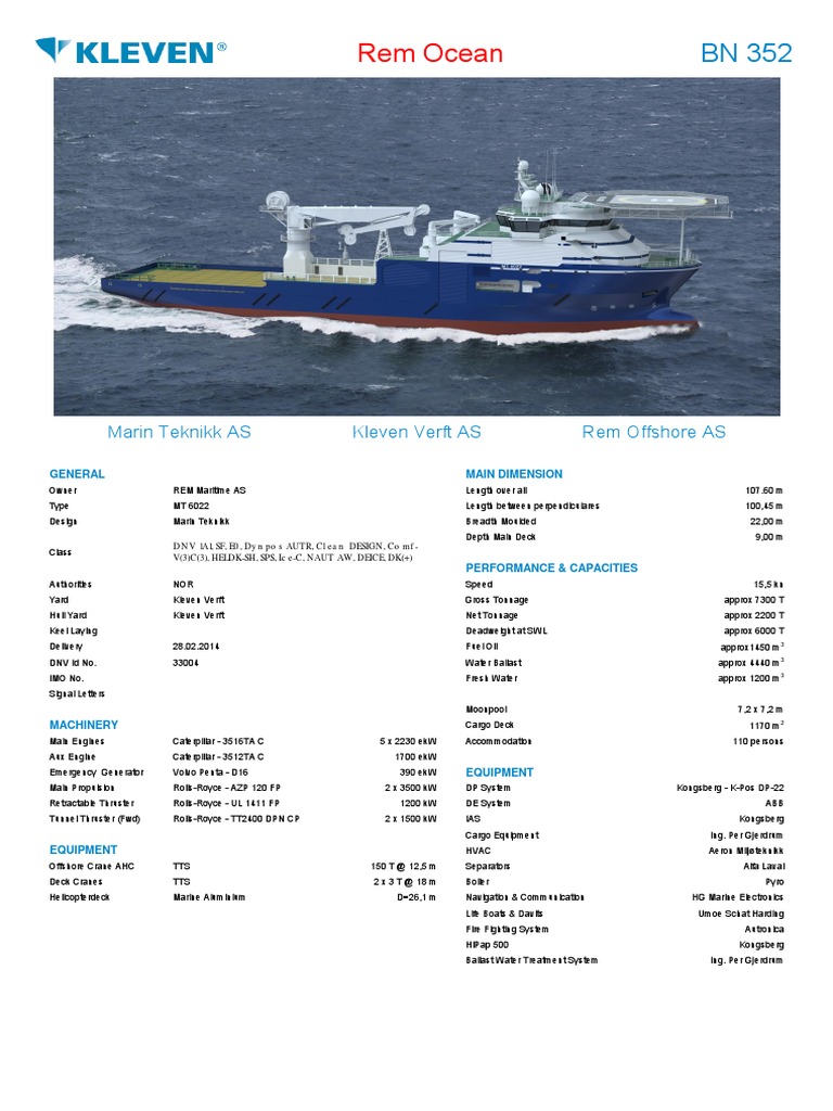 Rem Ocean: Marin Teknikk As Kleven Verft As Rem Offshore As | PDF ...