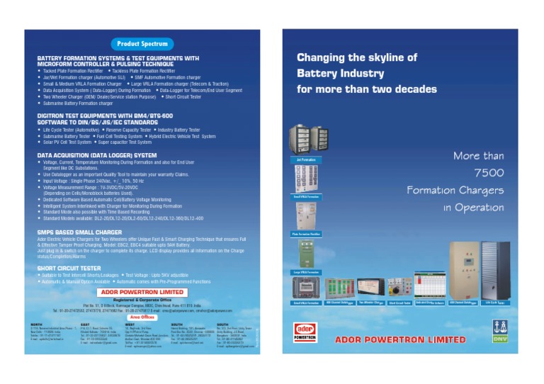 Ador Product Spectrum | PDF | Battery Charger | Battery (Electricity)