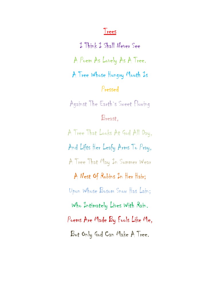 Poem Celebrating the Beauty of Trees | PDF | Poetry