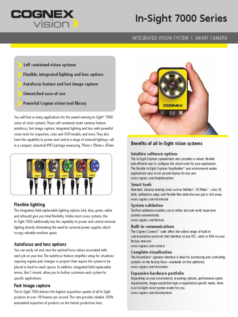 In-Sight 7000 Datasheet | PDF | Autofocus | Equipment