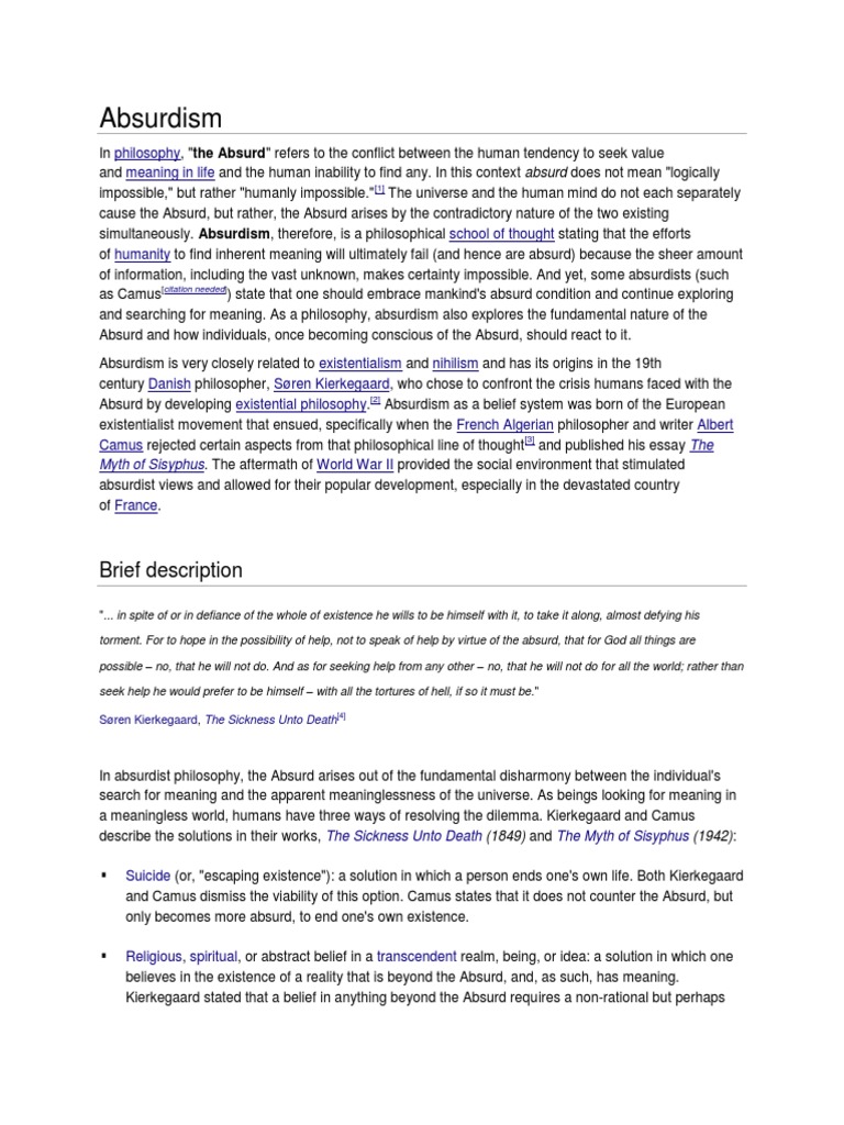 Absurdism | Download Free PDF | Philosophical Movements | Philosophical ...