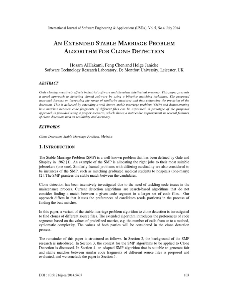 An Extended Stable Marriage Problem | PDF | Eclipse (Software ...