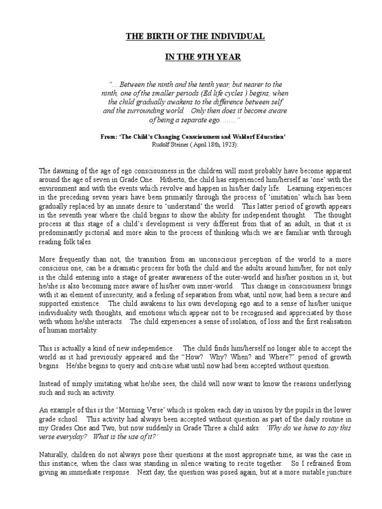 The Birth of The Individual - Introduction To Volume 1/grade1 of 'A ...