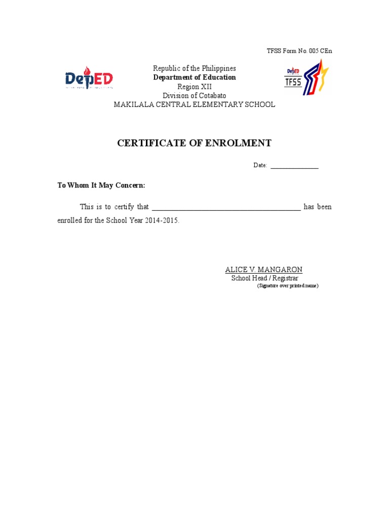 Certificate of Enrolment | PDF