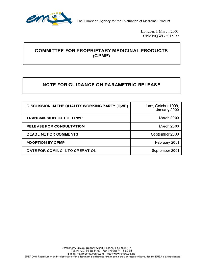 Guidance on Parametric Release in GMP | PDF | Sterilization ...
