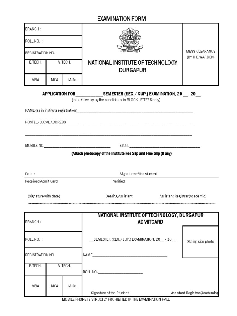 Examination Form | PDF