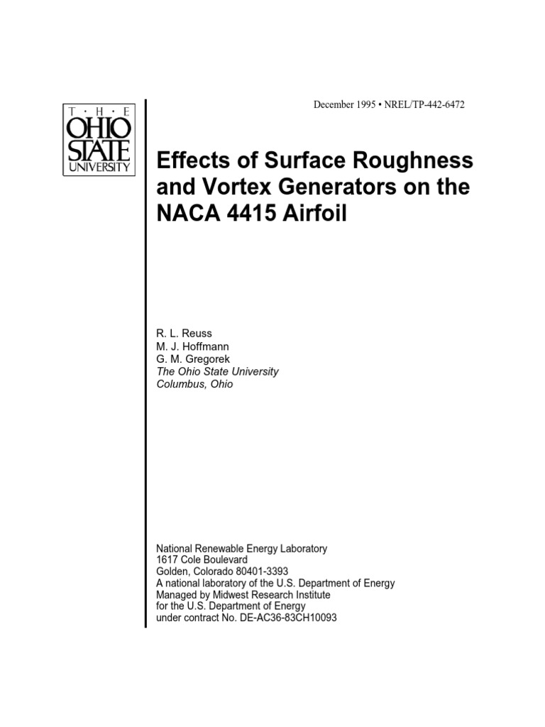 Effects of Surface Roughness and Vortex Generators On The NACA 4415 ...