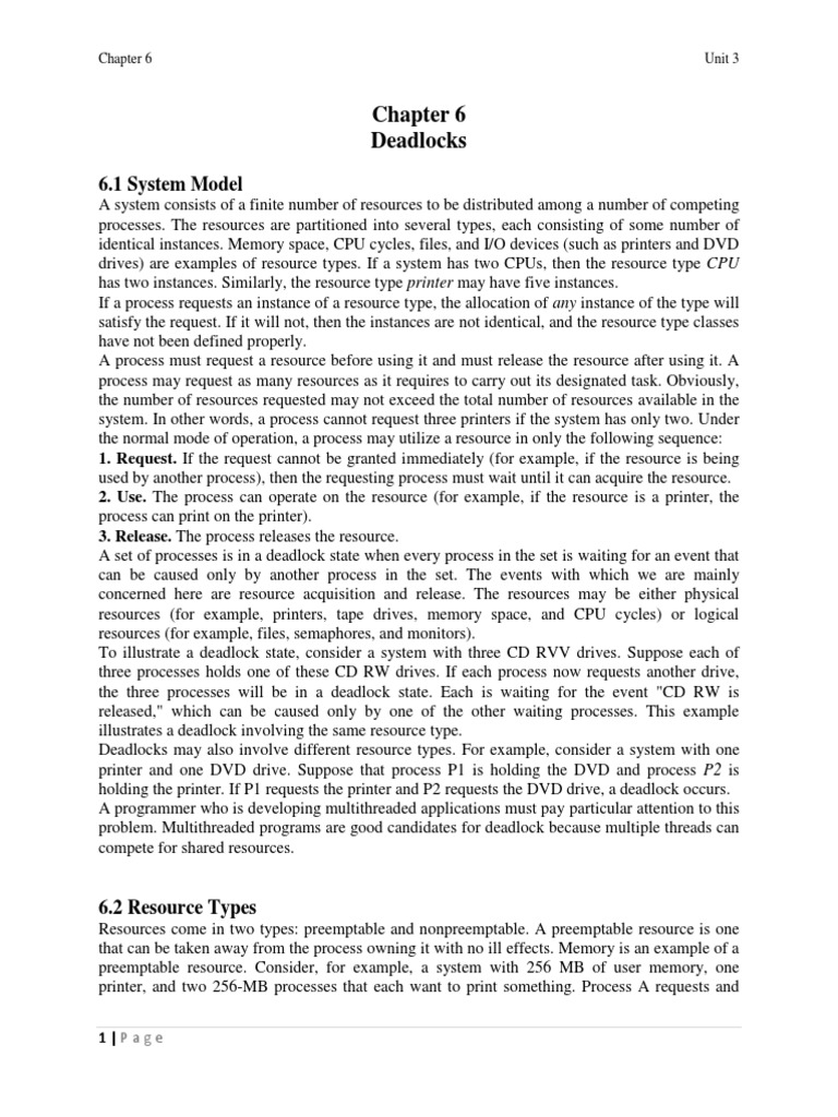 Chapter 6 Deadlocks | PDF | Process (Computing) | Thread (Computing)